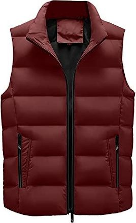 Generic Gilet dhiver pour homme - Gilet de surv&ecirc;tement pour homme - Sans capuche - Col montant - Manteau tampon - Grandes tailles - Gilet de sport avec poches
