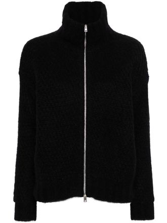 Herno cardigan zipp&eacute; &agrave; effet bross&eacute; - Bleu