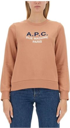 A.P.C. Logo Sweatshirt Regular Fit - - Sweatshirts & Hoodies - Damen - Rosa - L