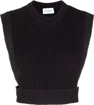 Ferragamo Femme, Pulls, Noir, Taille: 36 FR Sans Manches Col Rond