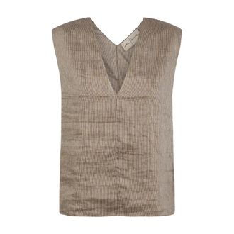 Cortana &Auml;rmelloses Top mit V-Ausschnitt - - Tops - Damen - Braun - XL
