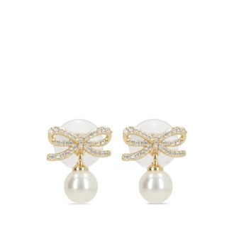 Self Portrait Bow-detail Pearl-drop Earrings