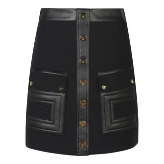 Elisabetta Franchi Femme, Jupes, Noir, Taille: 40 FR Mini-jupe en cr&ecirc;pe double &eacute;paisseur avec d&eacute;tails logo