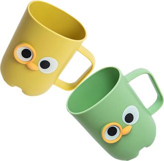 Hemobllo Satz Cartoon Zahnb&uuml;rstenbecher aus Bpa Freiem Pp Kunststoff Wiederverwendbarer Mundsp&uuml;lbecher f&uuml;r Badezimmer Platzsparender Aufbewahrungsbecher (gelb 