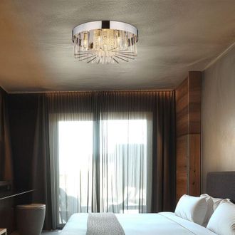 Globo Lighting Deckenleuchte Wohnzimmerlampe Kristallleuchte 8-Flammig E14 verchromt rauch