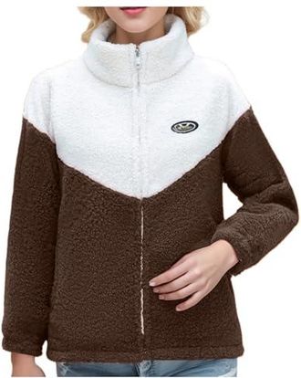 Generic Veste polaire chaude et &eacute;paisse &agrave; fermeture &eacute;clair avec col montant pour lautomne et lhiver., caf&eacute;, 3XL