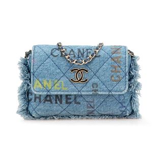 Chanel Sac bandouli&egrave;re Mini Denim Mood matelass&eacute; doccasion avec cha&icirc;ne - Femme - Pre-owned - Bleu - Taille: ONE Size