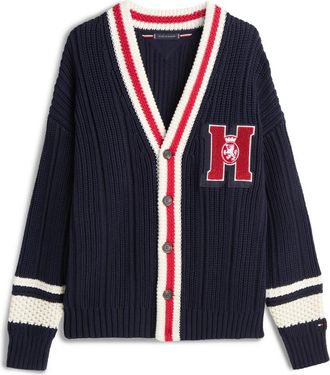 Tommy Hilfiger College-Cardigan aus grobem Rippstrick in