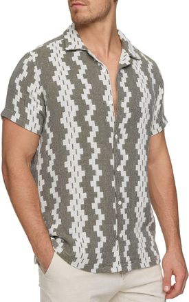 Indicode Herren INCosby Kurzarmhemd mit Button-Down-Kragen | Herrenhemd gestreift Kurzarm Hemd Army Mix, XXL