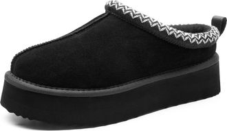 Dream Pairs Damen Hausschuhe aus echtem Wildleder, gemütliche Plattform-Slipper für Frauen, flauschige, warme und bequeme Schuhe für drinnen und draußen.,Size 40.