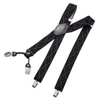 DonDon Hosenträger Herren extra stark kariert schwarz 3,5 cm Hosenträger Herren breit in Y-Form lang - Starke Clips passend für Anzug Jeans Chinos Vintage Ro