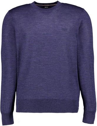 HUGO BOSS Herren Pullover blau Merinowolle unifarben