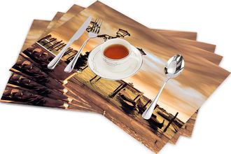 IUBBKI Set mit 4 Tischsets - Venedig, Lagune von Venedig, Gondeln von Piazza San Marco, rutschfest, fleckig, hitzebeständig, Tischmatten für Esszimmer, Zuhau