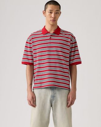 Levi's Finn - V2 - Kastiges Polohemd mit Streifen in Chili-Rot