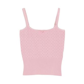 J.W.Anderson &Auml;rmelloses Oberteil mit Lochstrickmuster und Karree-Ausschnitt - - Tops - Damen - Rosa - S