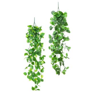 Hemobllo UKCOCO 2 St&uuml;ck K&uuml;nstliche Gr&uuml;ne Rattanpflanzen als Wandh&auml;ngekorb Naturgetreu Geruchlos Pflegefrei Lebendige Dekoration f&uuml;r Zuhause und B&uuml;ro