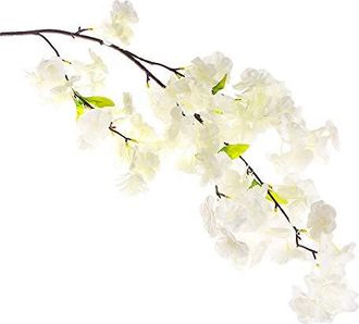 Generic Fleurs de cerisier artificielles en soie, 4 branches de table artificielles en soie, d&eacute;coration de mariage (blanc)