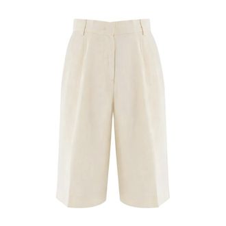 Fabiana Filippi Femme, Shorts, Beige, Taille: 36 FR Bermuda Fluide en Lin et Viscose