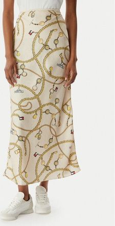 Tommy Jeans Maxirock Chain Print DW0DW22298 Hellbeige Slim Fit
