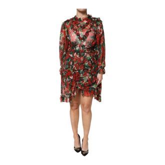 Dolce & Gabbana Blumenmuster R&uuml;schen Minikleid - - Dresses - Damen - Mehrfarbig - XS
