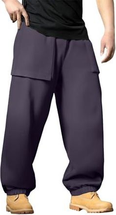 Generic Pantalon l&eacute;ger et respirant pour homme - Pour sports et activit&eacute;s par temps chaud - Taille &eacute;lastique - S&eacute;chage rapide, gris fonc&eacute;, 5XL