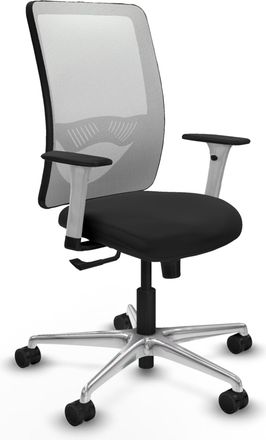 Piqueras y Crespo B&uuml;rostuhl Zulema aus schwarzem Kunstleder mit wei&szlig;en und schwarzen Armlehnen, h&ouml;henverstellbare Lendenwirbelst&uuml;tze, ausgestattet mit 3 Positionen und 