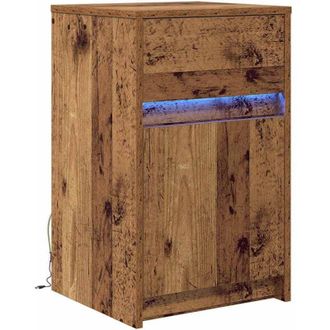 vidaXL Armoire de chevet led avec tiroir Bois ancien 38 x 34 x 61 cm Vidaxl