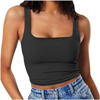 Generic Camisole tendance sans manches Y2K pour femmes, chemises d&eacute;contract&eacute;es, courtes, mignons, d&eacute;t&eacute;, printemps, d&eacute;bardeurs courts, col carr&eacute;, tendance, sor