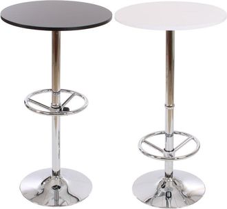 Mendler Table de bar / table haute Bari, ronde, avec repose-pied, 109x60x60cm, noir