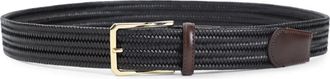 Canali Gürtel - Textured Woven Belt With Polished Buckle - Gr. 105 - in Schwarz - für Damen