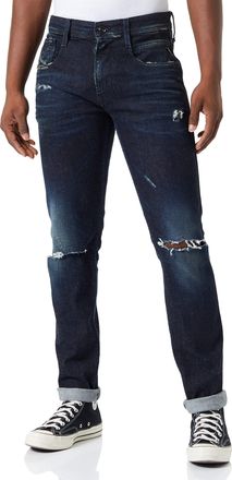 Replay Herren Anbass Broken Edge Jeans, 007 Dark Blue, 33W / 30L EU