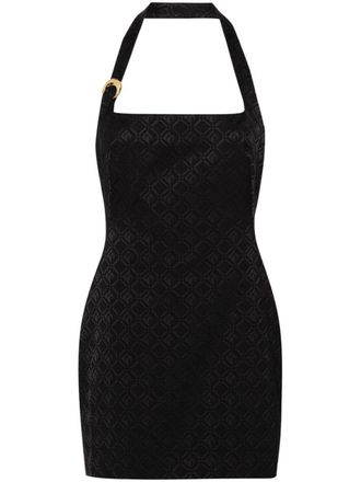 Marine Serre robe courte &agrave; motif Moon Diamant en jacquard - Noir