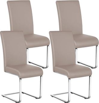 Yaheetech 4 Chaises de Salle &agrave; Manger Cuisine Pi&egrave;tement Acier Chrom&eacute; Rev&ecirc;tement en Similicuir 50 cm de Hauteur Assise