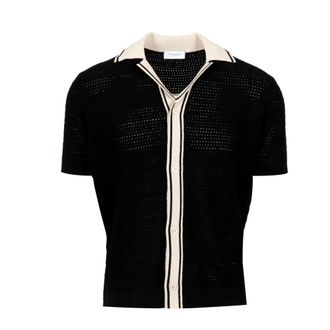 Paolo Pecora Kurz&auml;rmeliges Seidenpoloshirt - - Knitwear - Herren - Schwarzk - XL