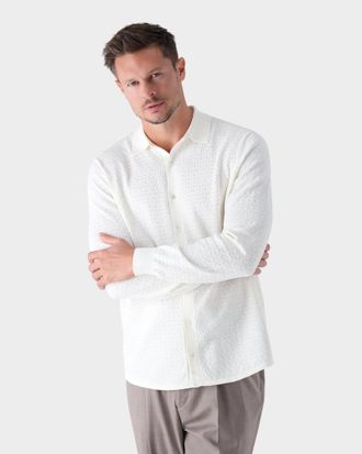 van Laack Strickhemd mit 3D-Struktur aus Winter Cotton