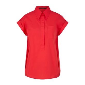Windsor Rotes Popeline Baumwoll Kurzarmhemd - - Blouses & Shirts - Damen - Rot - L