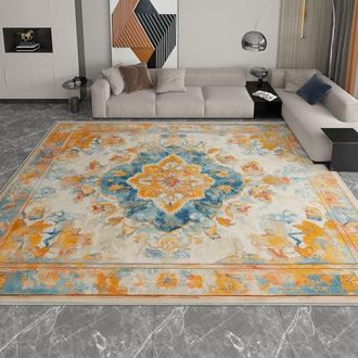 Generic Kaki Lavable Tapis de Salon Ancien &agrave; imprim&eacute; Orn&eacute; Floral, perd Pas Ses Poils pour la Maison Le Bureau la Chambre &agrave; Coucher Le Salon la Cuisine - 160 x