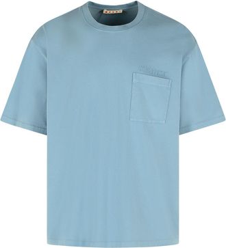 Marni T-shirt en coton bleu clair
