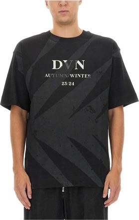 Dries Van Noten Homme, Tops, Noir, Taille: L T-shirt en coton avec imprim&eacute; graphique
