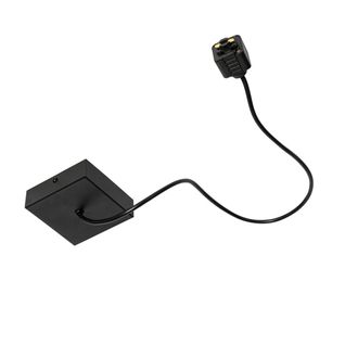 QAZQA Stromzufuhr mit quadratischer Montageplatte f&uuml;r 1-phasige Schiene schwarz - Iconic I Wohnzimmer I Schlafzimmer - Stahl Quadratisch - LED geeignet