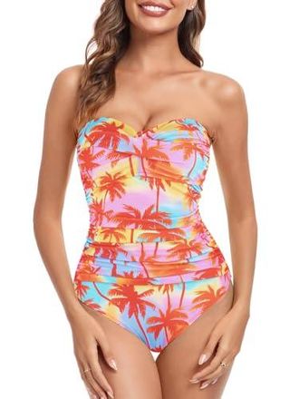 Relleciga Maillot de Bain Une pi&egrave;ce sans Bretelles pour Femme, Taille L