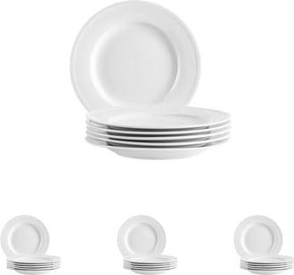 M&auml;ser Serie Arlona, Dessertteller Set f&uuml;r 6 Personen aus hochwertigem Porzellan, kleine Keramik Teller, zeitlos. Elegant, Porzellan, wei&szlig; (Packung mit 4)
