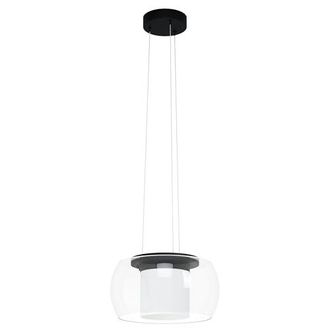 Eglo LED H&auml;ngelampe Briaglia-c, dimmbare Pendelleuchte Esstisch, Smart Home Esszimmerlampe h&auml;ngend, Glas Kugel mit satiniertem Zylinder, Metall in schwarz,
