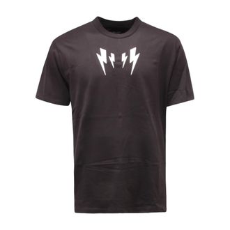 Neil Barrett Slim Fit Italian Bolt T-Shirt - - Tops - Herren - Schwarzk - S
