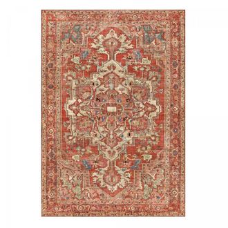 Dezenco Tapis salon et chambre 200x290 orange rectangle tissé motif oriental vivace 4