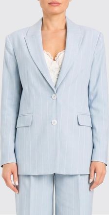 Twin-Set Blazer court droit &agrave; rayures tennis en m&eacute;lange de viscose