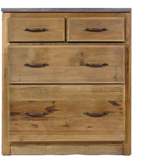 Made In Meubles Made In Meubles - Meuble bas de cuisine 4 tiroirs en bois recycl&eacute; et m&eacute;tal - Dimensions 86x75x60cm - Style champ&ecirc;tre unique - Rangement pratique