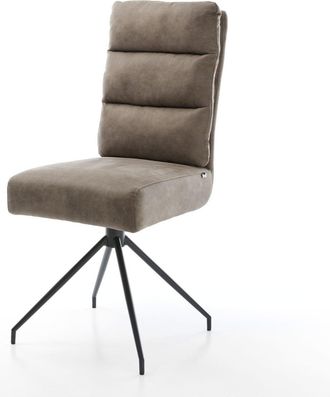 DELIFE Esszimmerstuhl Pela-Flex Mikrofaser Taupe Vintage Kreuzgestell konisch Schwarz Taschenfederkern, Esszimmerstühle