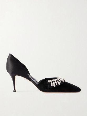 Manolo Blahnik Tulidor 70 Pumps Aus Samt Mit Kristallen - Schwarz