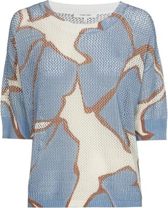 Marie M&eacute;ro Femme, Pulls, Bleu, Taille: 42 FR Crochet Sweater